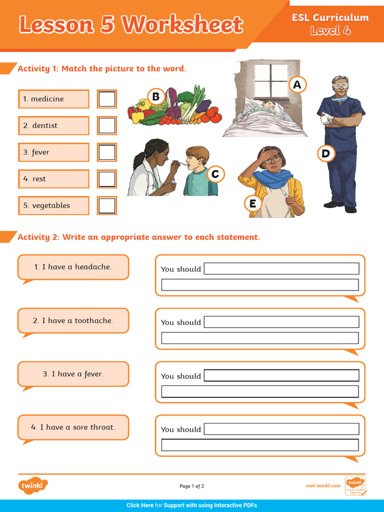 Lesson 5 - Level 4 Interactive Worksheet | PDF