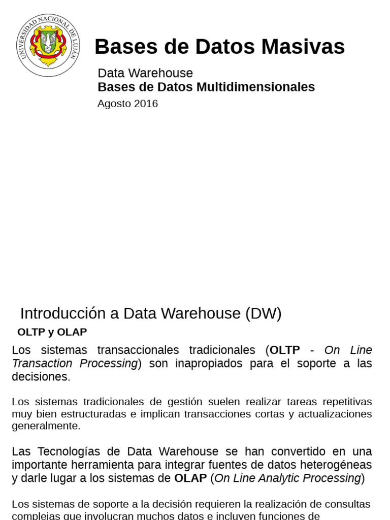 Clase 2 DB Multidimensionales 2016 | PDF | Almacén de datos | Arte