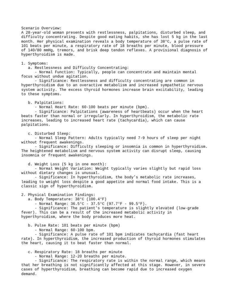 Hyperthyroidism Scenario Explanation v2 | PDF