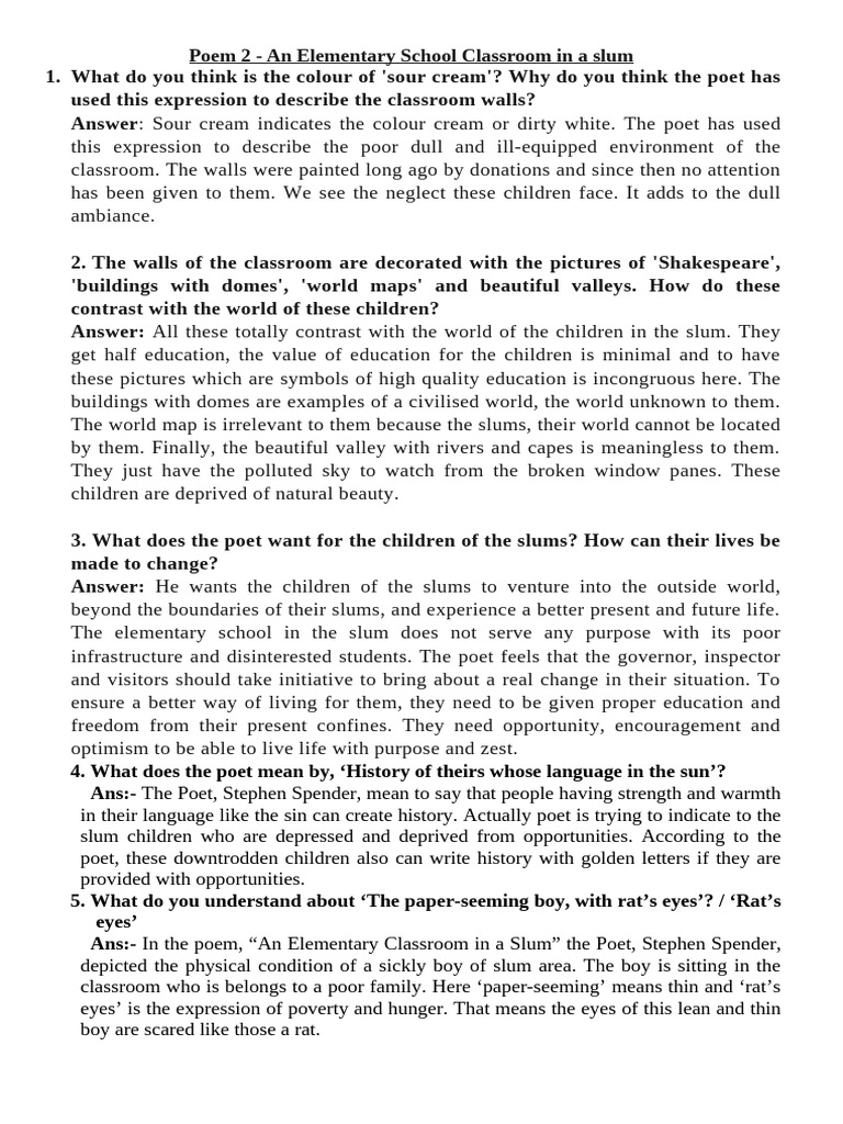Chap - 2 - Poem - An Elementary School | PDF | Poetry