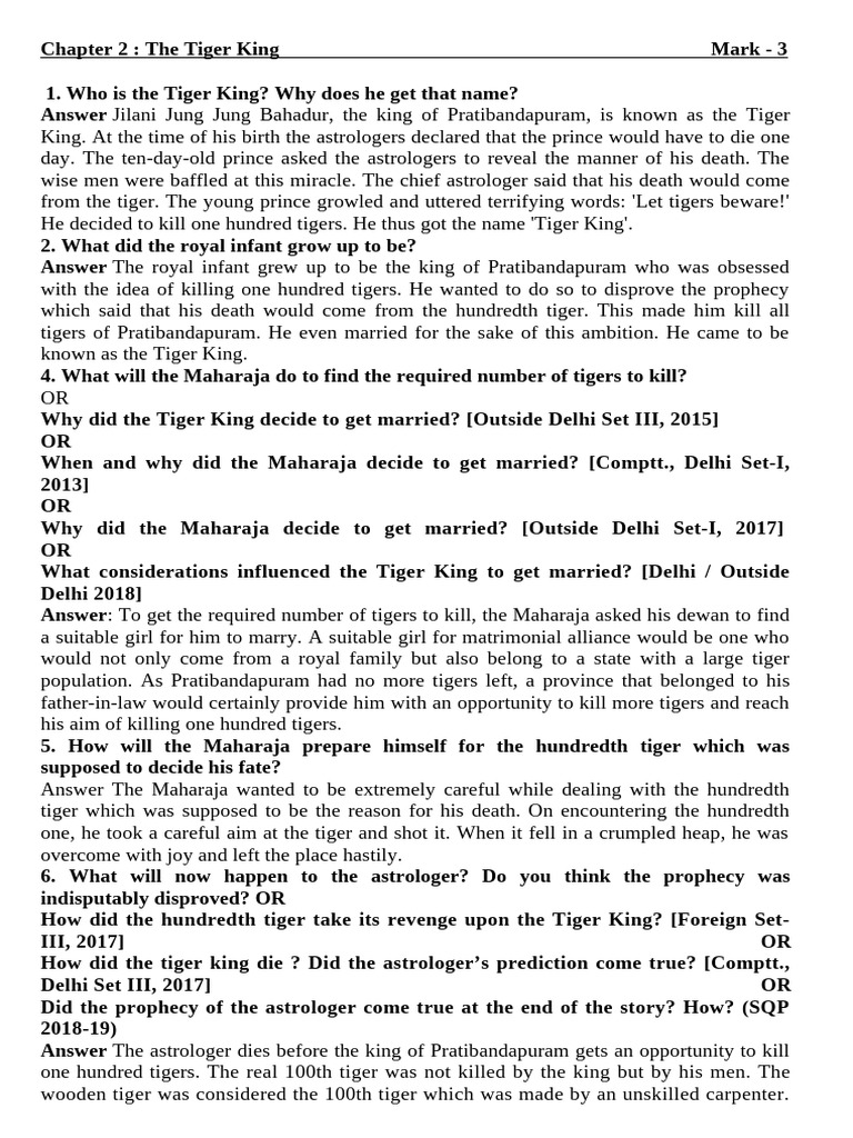 Chapter 2 The Tiger King | PDF