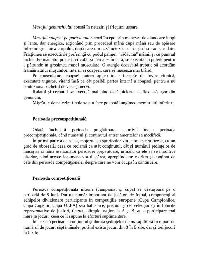 Masajul Genunchiului Masajul Coapsei Pe Partea Anterioară: Perioada ...
