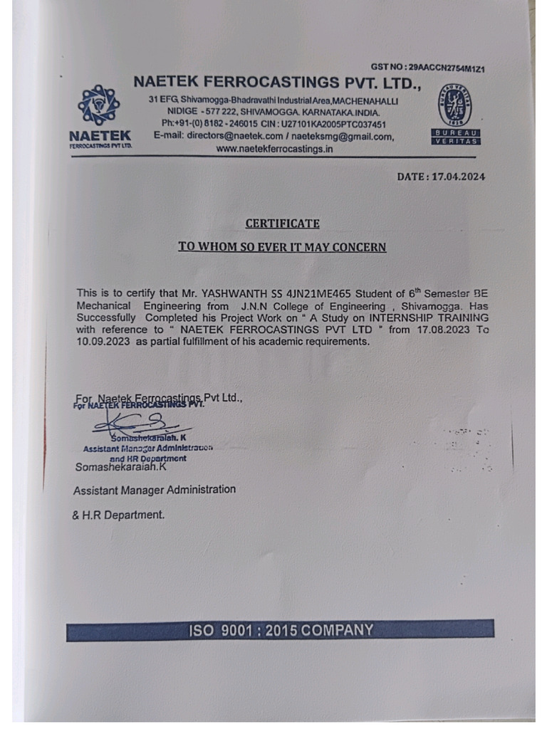 Ind Certificate | PDF