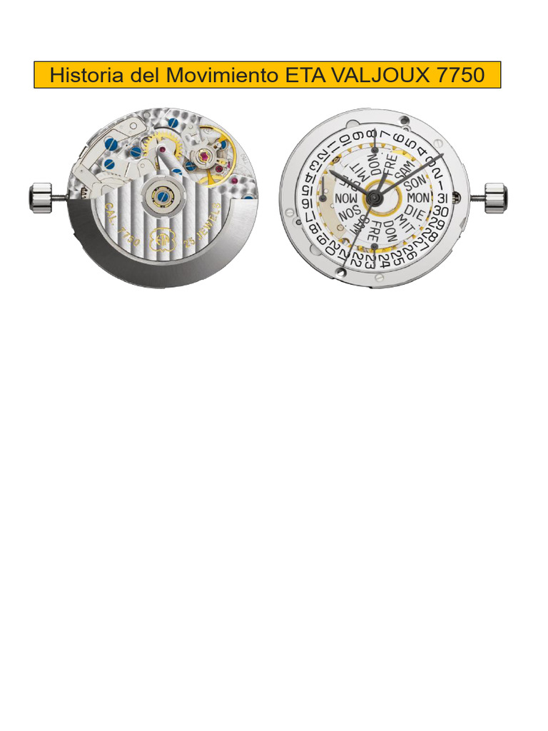 Historia Del Movimiento ETA VALJOUX 7750 | PDF | Reloj | Arte