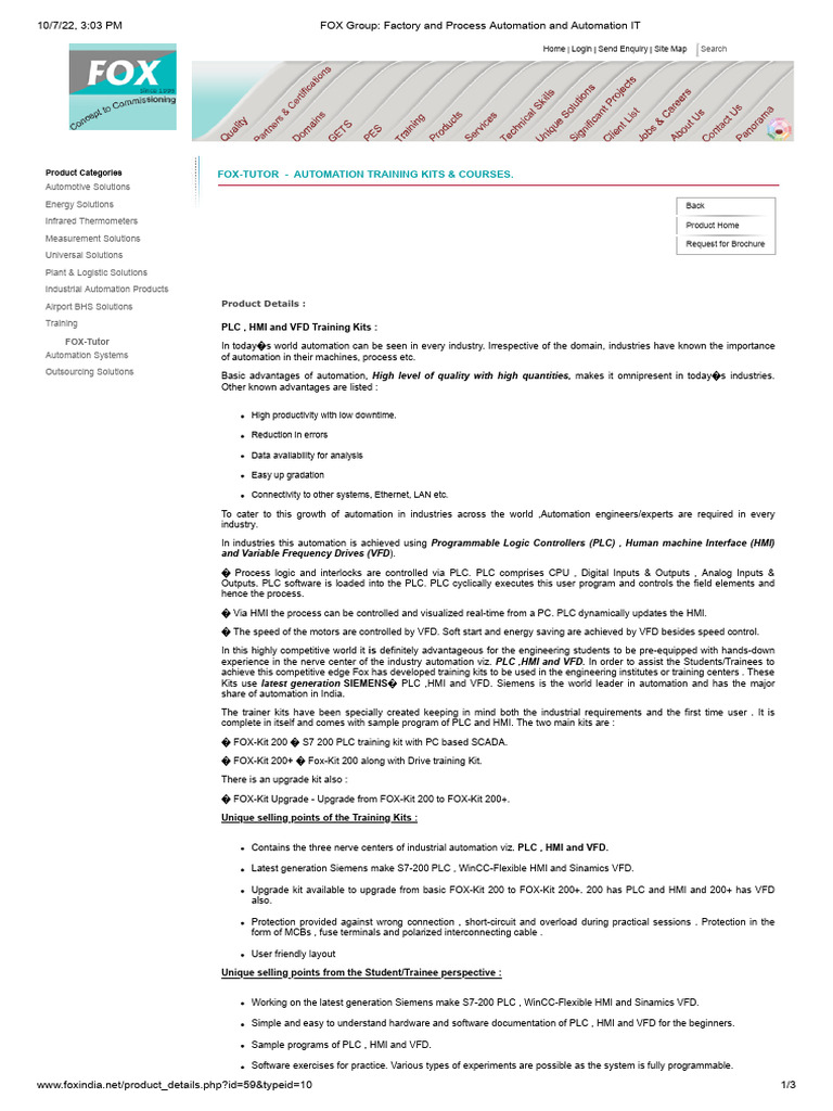 Fox Group Factory And Process Automation And Automation It Pdf