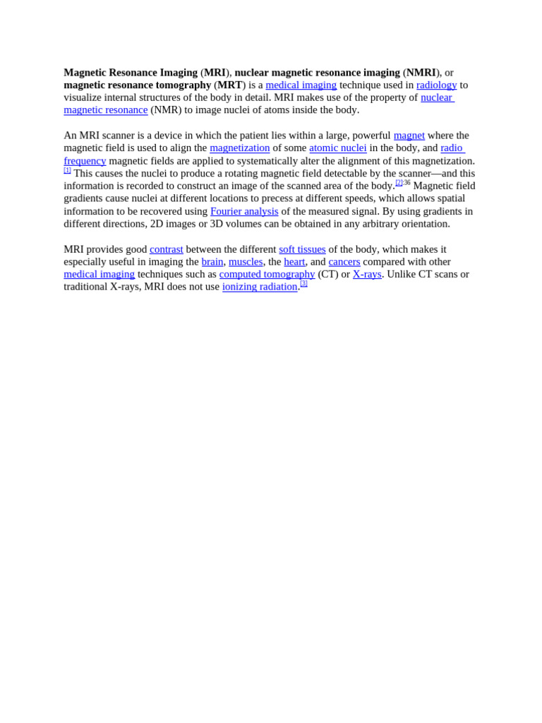 Magnetic Resonance Imaging | PDF