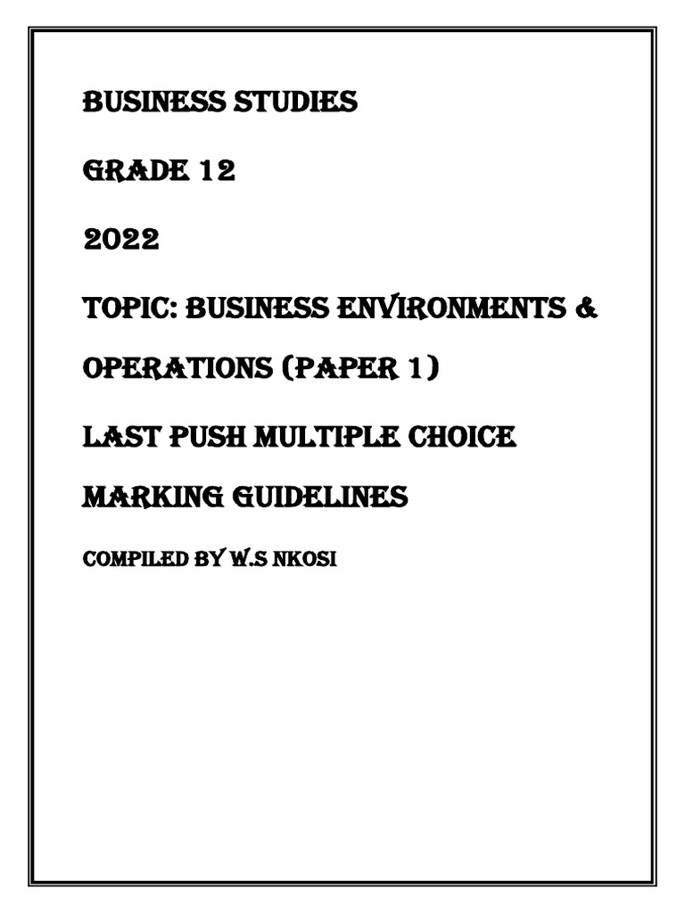 p1 Multiple Choice Marking Guidelines 062639 | PDF | Standardized Tests ...