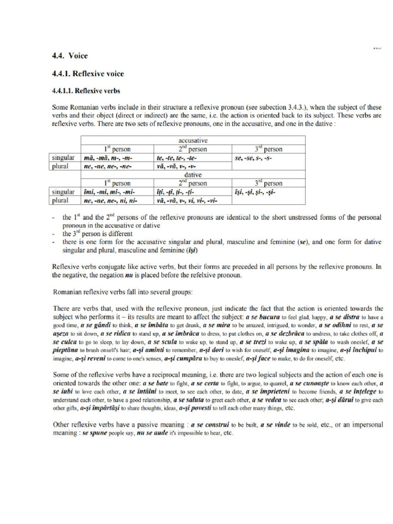 Romanian Reflexive Verbs Guide | PDF