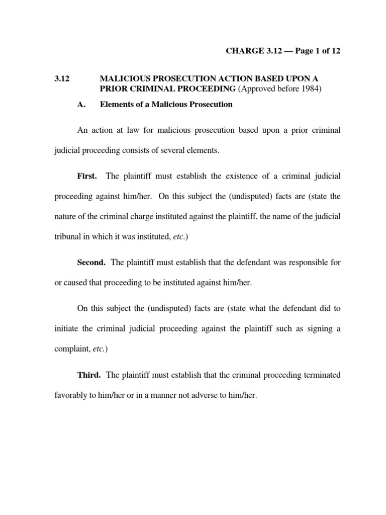Elements of Malicious Prosecution | PDF | Probable Cause | Malicious ...