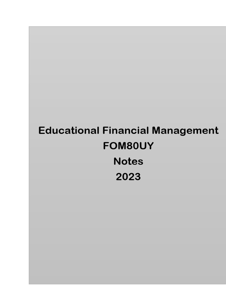 Educational Financial Management Study Guide Part I and III | PDF ...