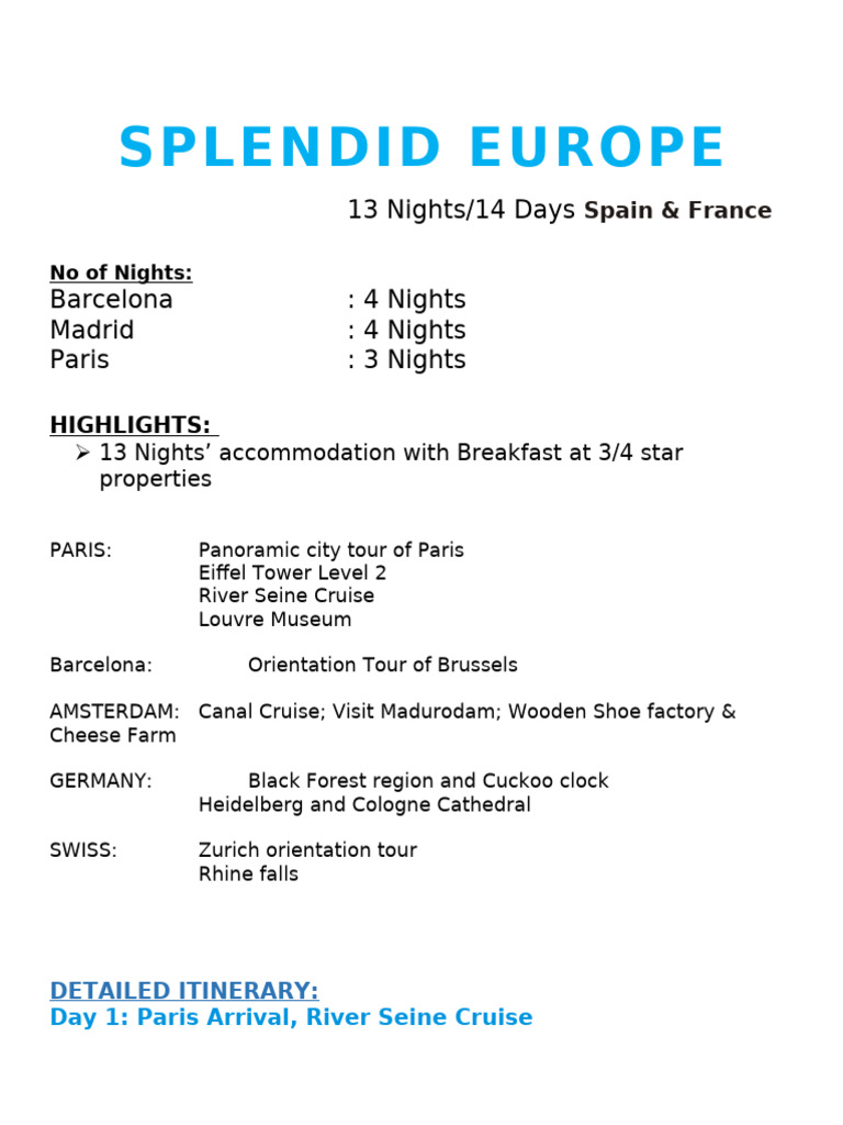9 Nights SPLENDID EUROPE | PDF