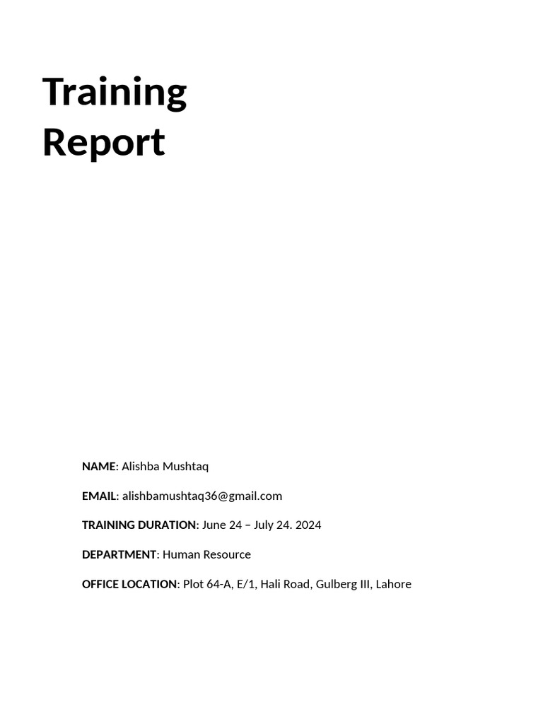 Training Report | PDF