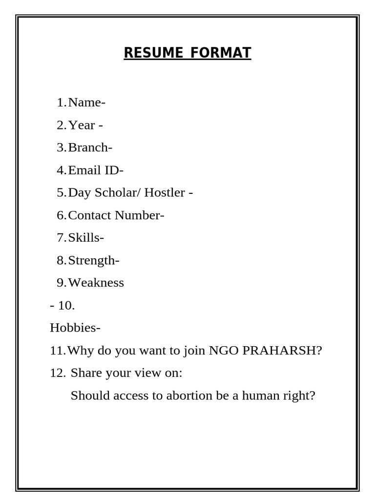 Resume Format (1 Ngo | PDF