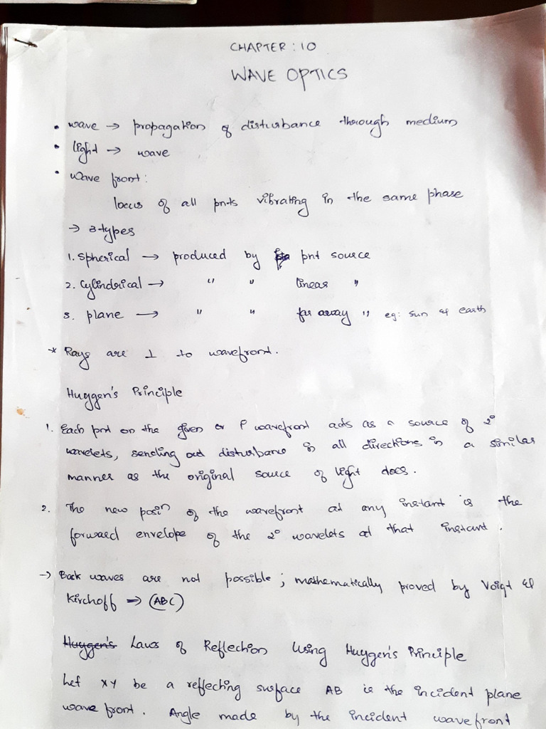 chapter 10 wave optics notes | PDF