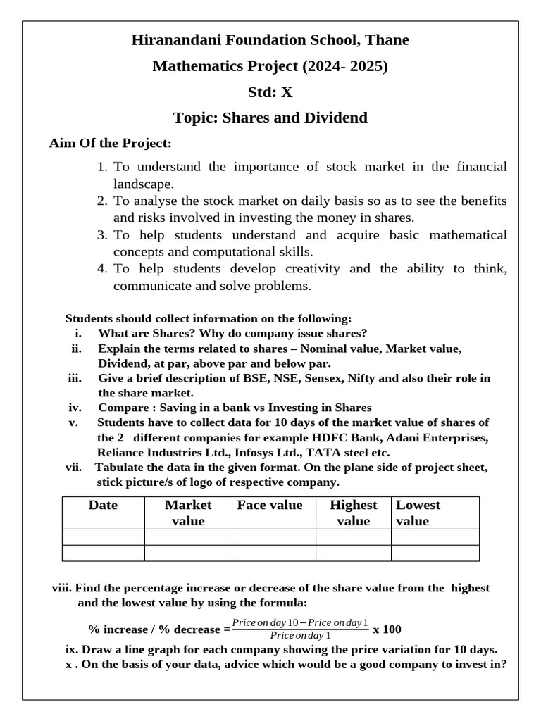 10th Maths Project 2024-25 | PDF