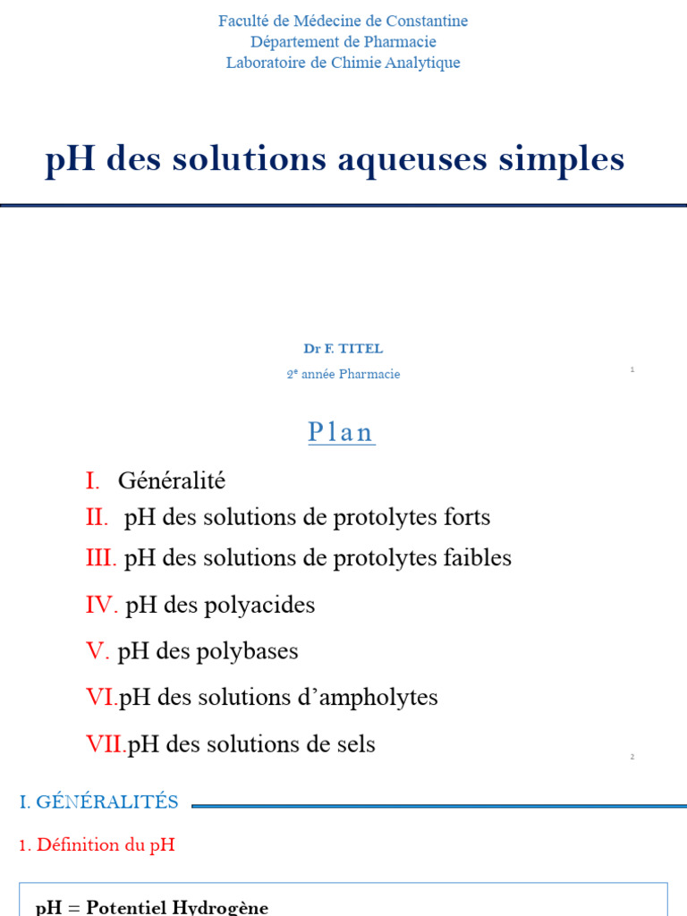 PH Des Solutions Aqueuses 2023 | PDF