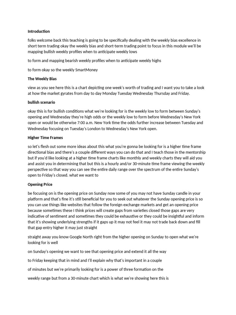 Weekly Bias Pdf