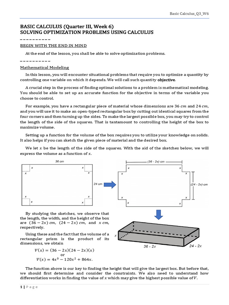BASIC-CALCULUS-Q4-OPTIMIZATION | PDF