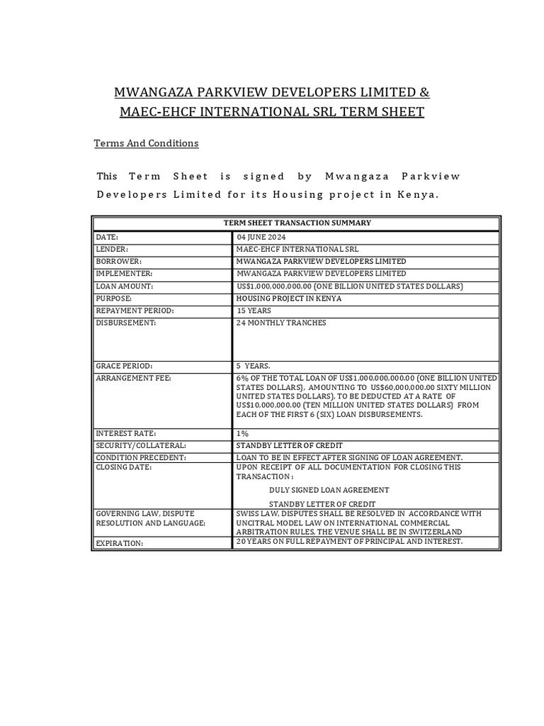 Maec Term Sheet | PDF