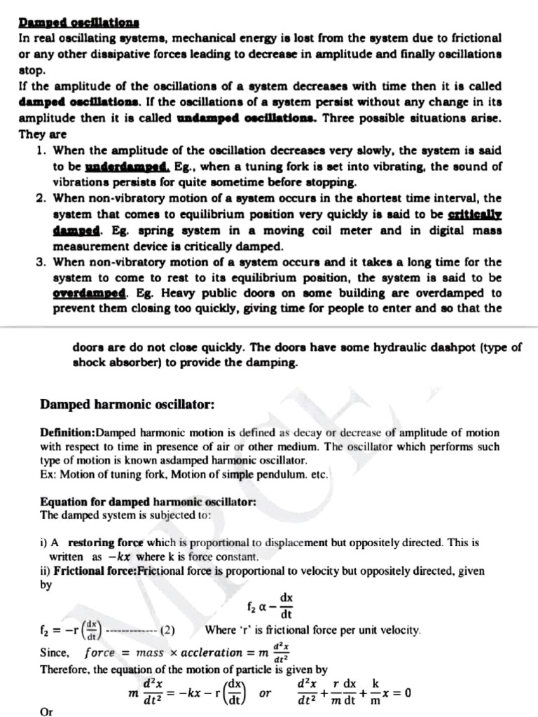 Damped Harmonic Oscillator 2 | PDF | Damping | Mechanics