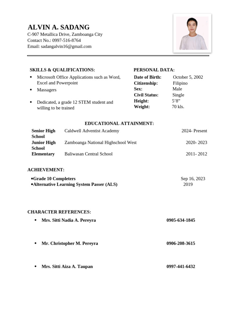 format resume Alvin | PDF