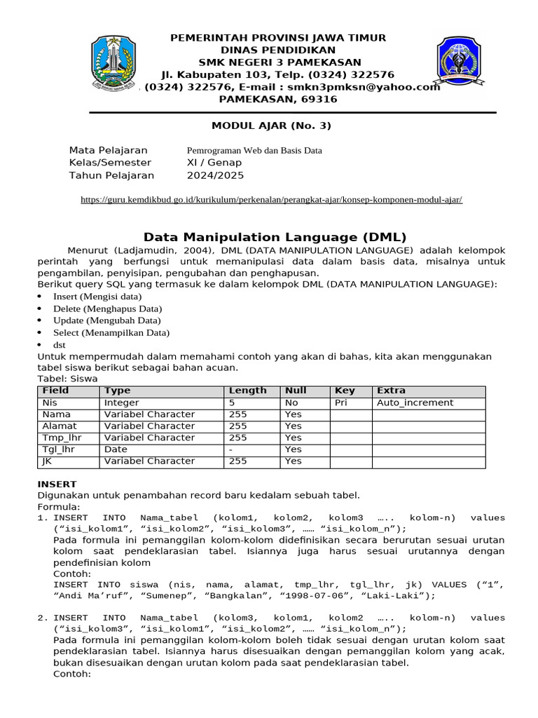 Modul 3 - Basis Data | PDF