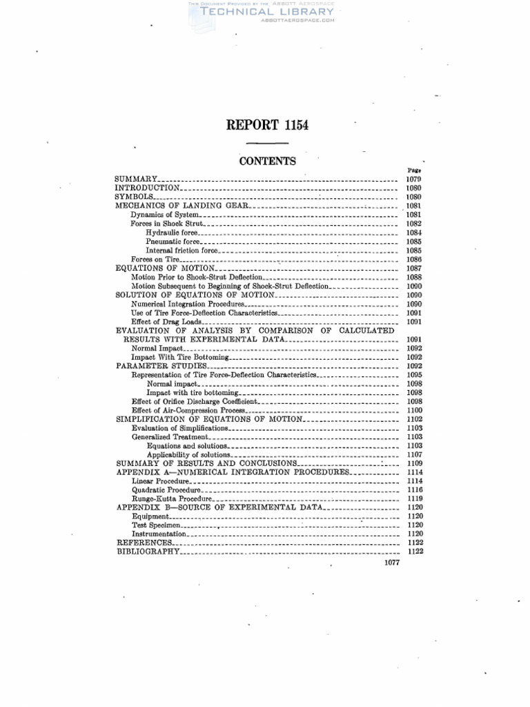 Naca-Report-1154 Analysis of Landing Gear Behavior | PDF