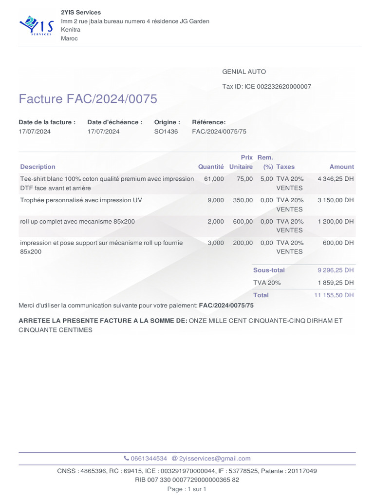 Facture - FAC - 2024 - 0075 | PDF