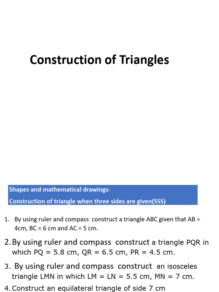 Construction of Triangles | PDF