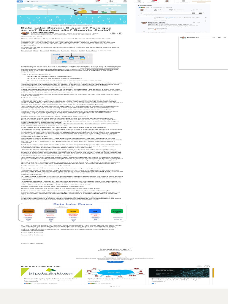 Data Lake Zones - O Que É - para Que Serve - Quantas São - Quanto Custa - LinkedIn | PDF