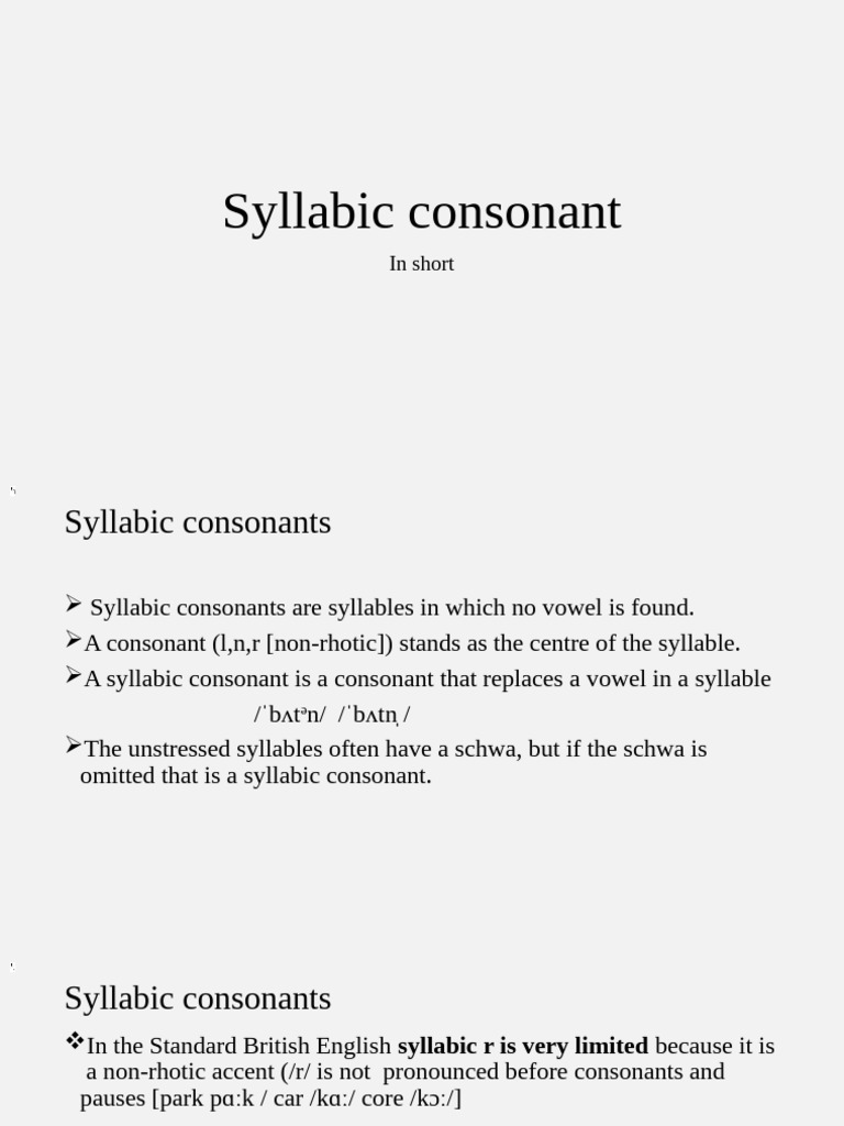 Syllabic Consonants | PDF