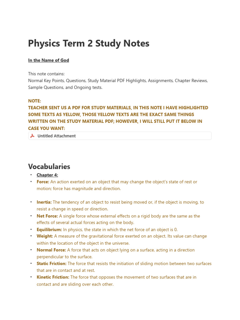 Physics Grade 10 Study Notes | PDF