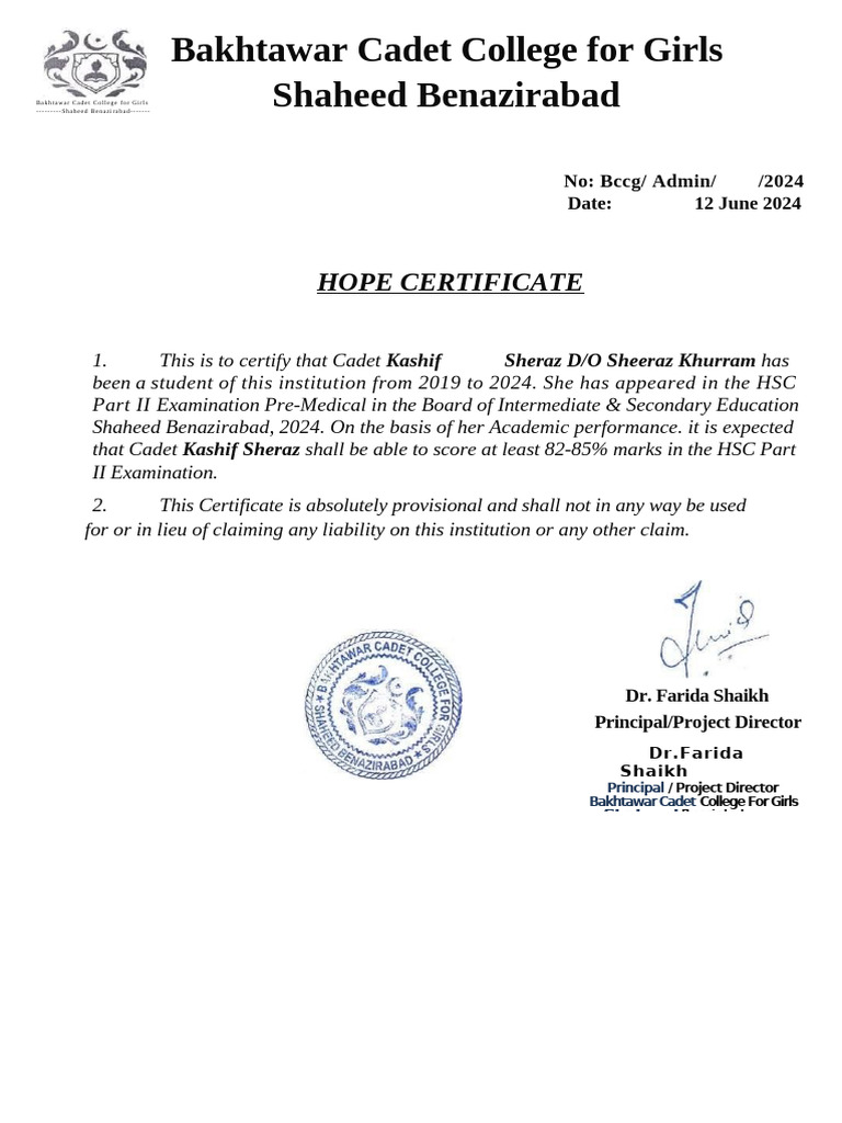 Document hope certificate | PDF
