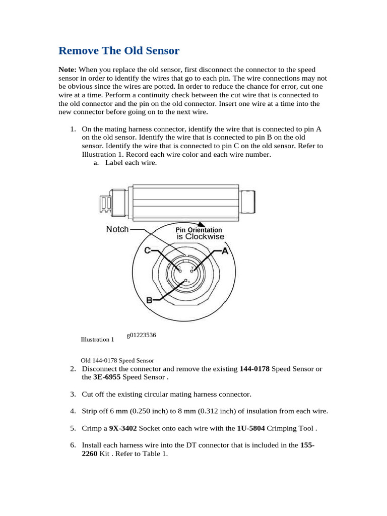 Cat Speed Sensor Parts Update & Procedure | PDF