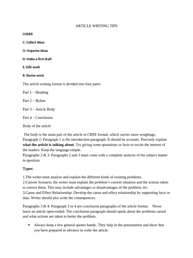 Article Writing Tips | PDF