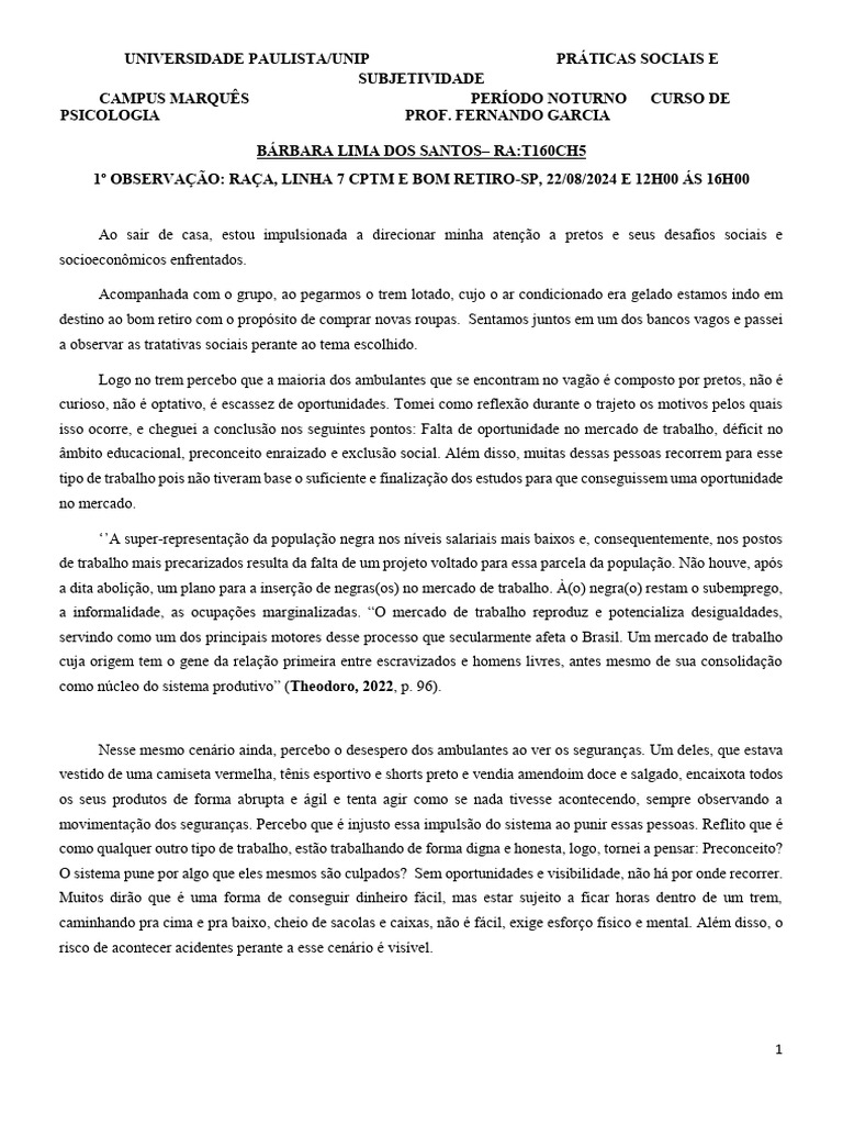 Relatorio Barbara Praticas Sociais 22222 | PDF | Ciencias sociales | Ciencia y matemáticas