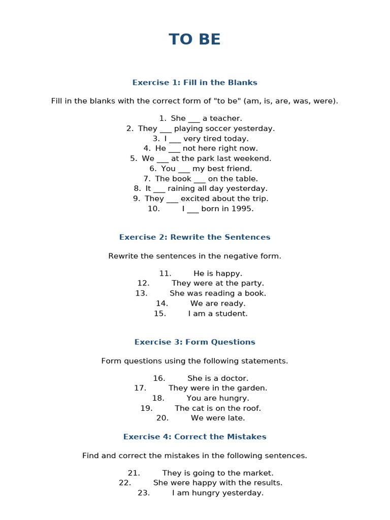 To Be, To Have Exercises | PDF