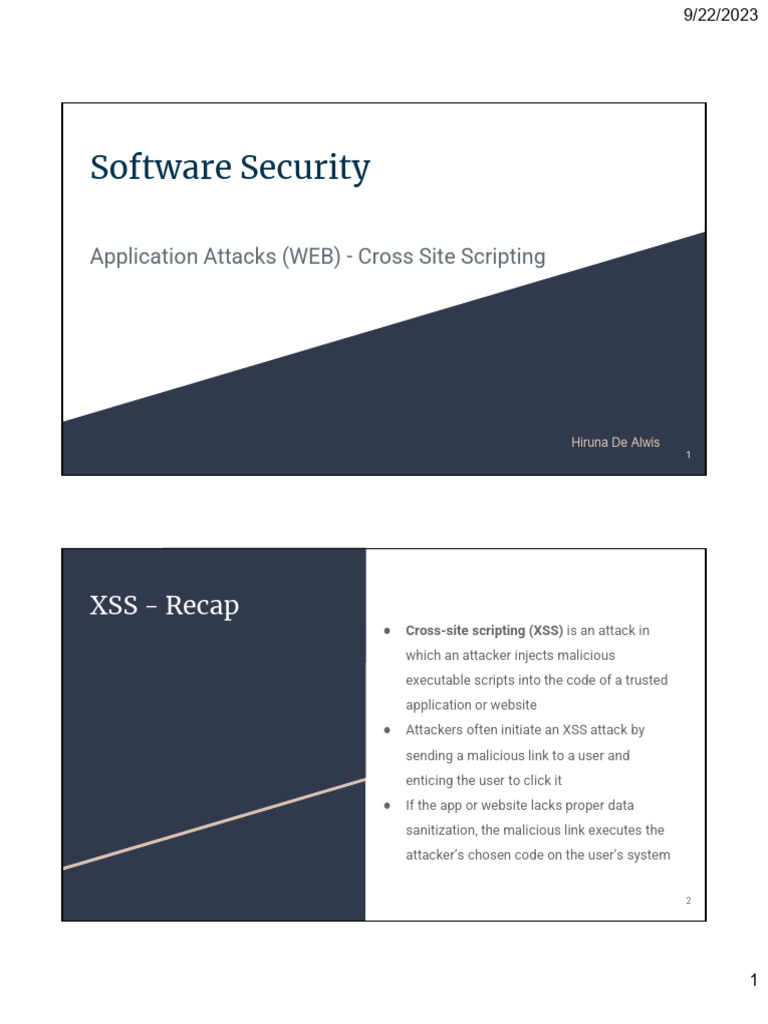 Lecture 9 Application Attacks Web Cross Site Scripting Pdf 4581