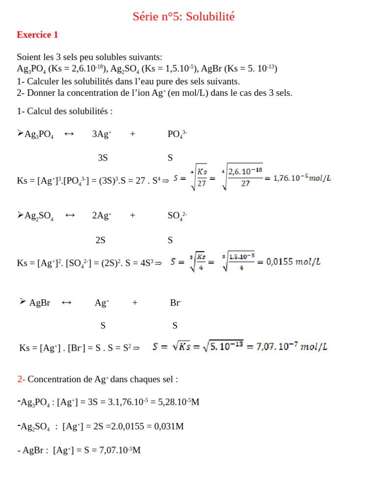 TD Solubilité | PDF