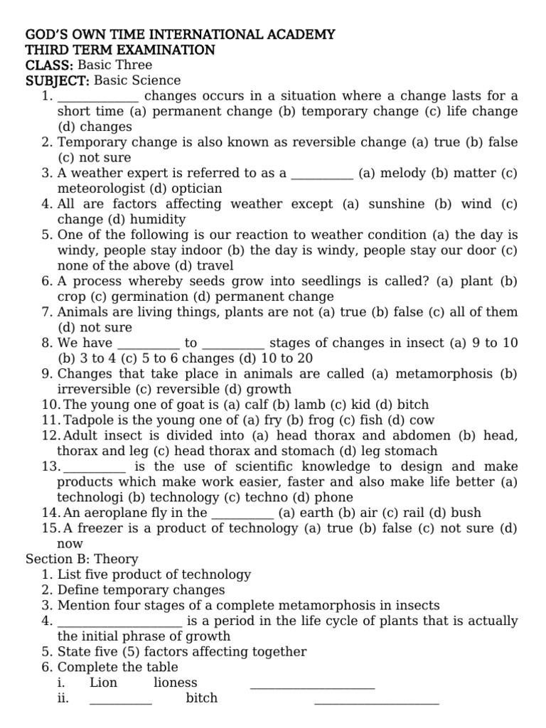 Basic Three First Term | PDF | Marriage | Soil
