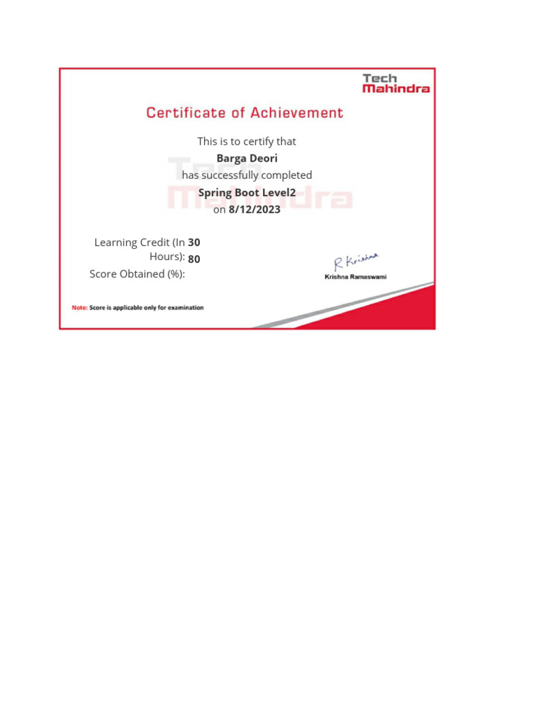 Spring Boot Level 2 Certification | PDF