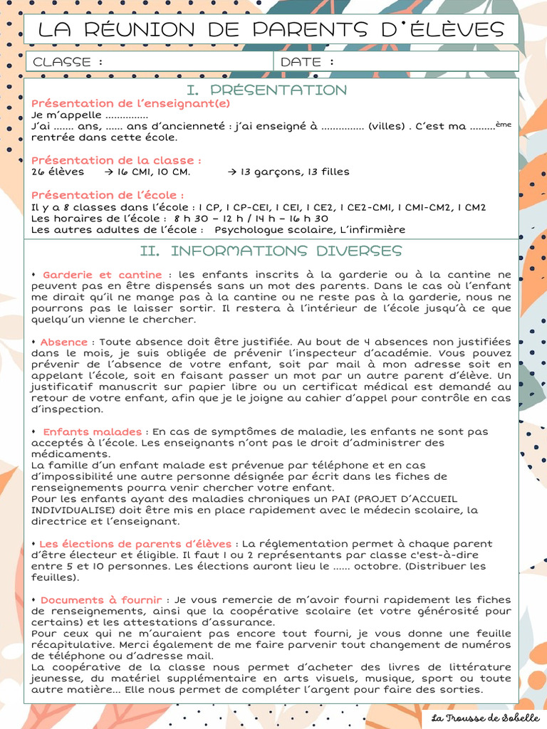 La Reunion de Parents | PDF