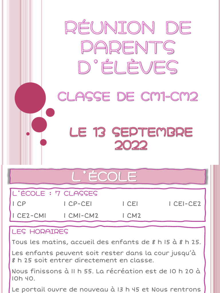Reunion Parents Diaporama | PDF