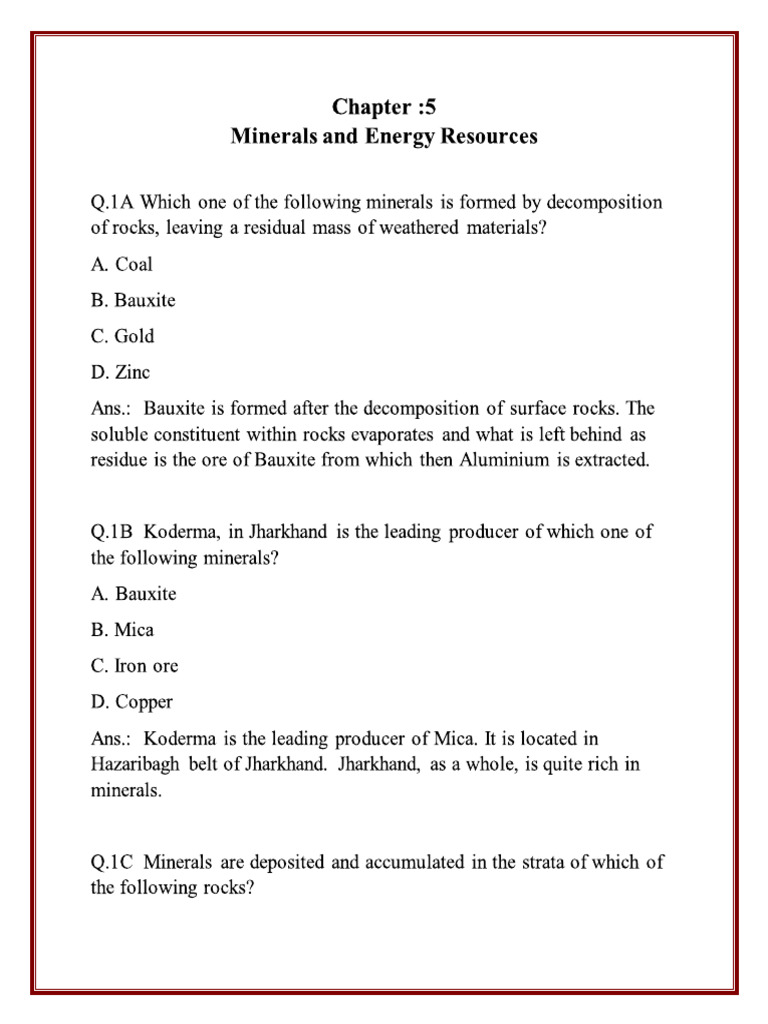 Minerals & Energy Resources | PDF