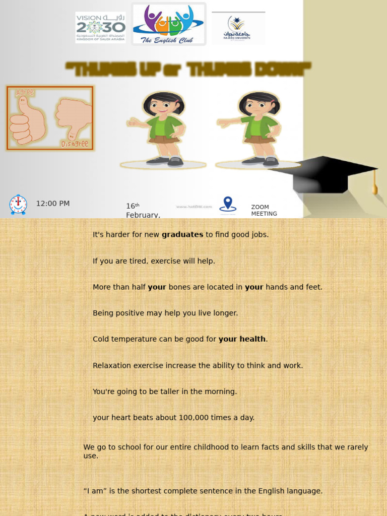 Thumbs Up Thumbs Down | PDF