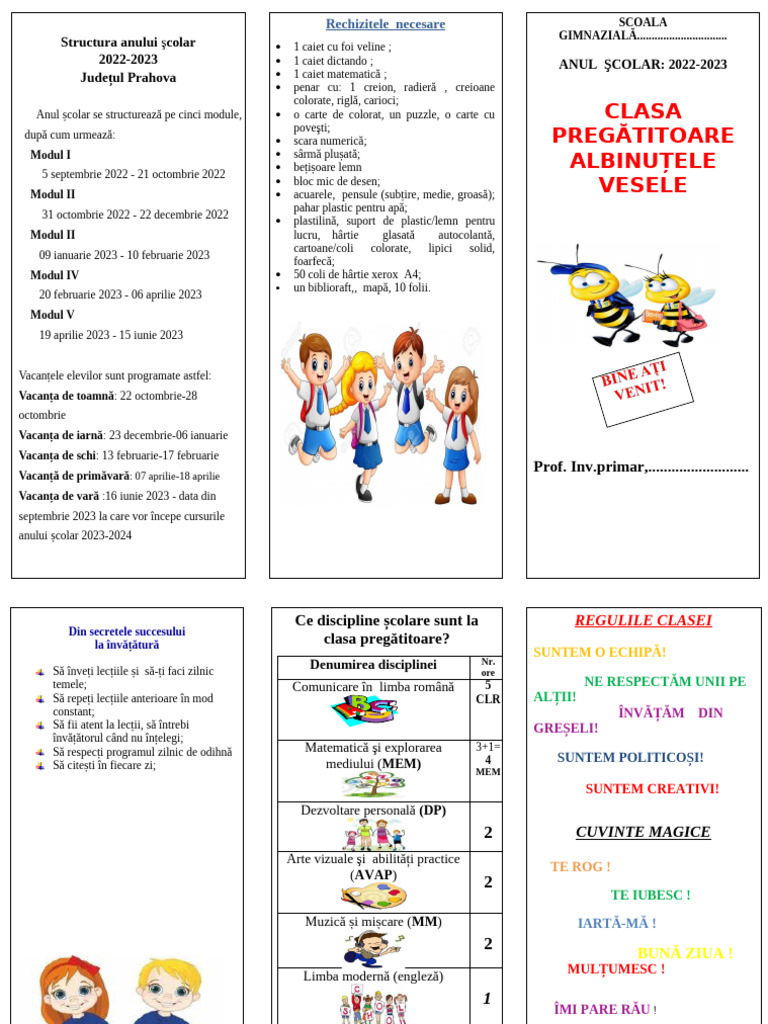 Pliant Clasa Pregatitoare Albinute | PDF