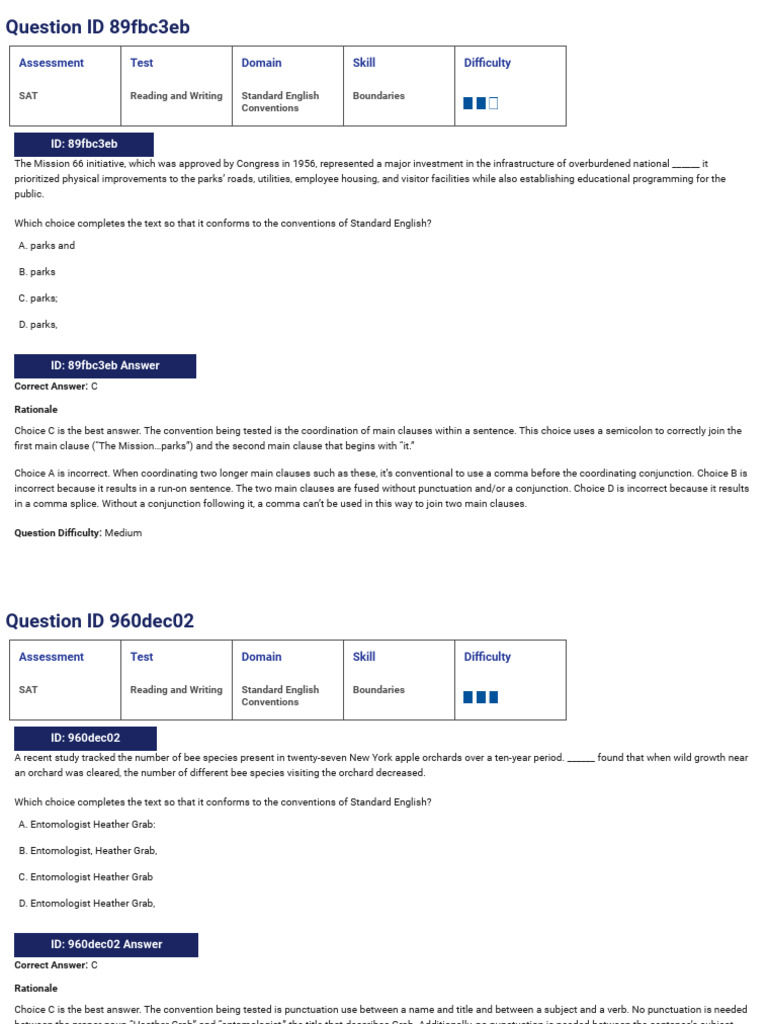 SAT Suite Question Bank With Answers Hard - Results | PDF