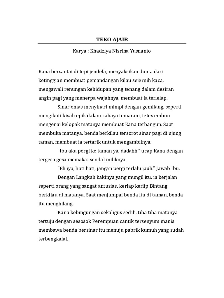 TEKO AJAIB Karya Khadziya Nisrina Yusnanto 9D | PDF