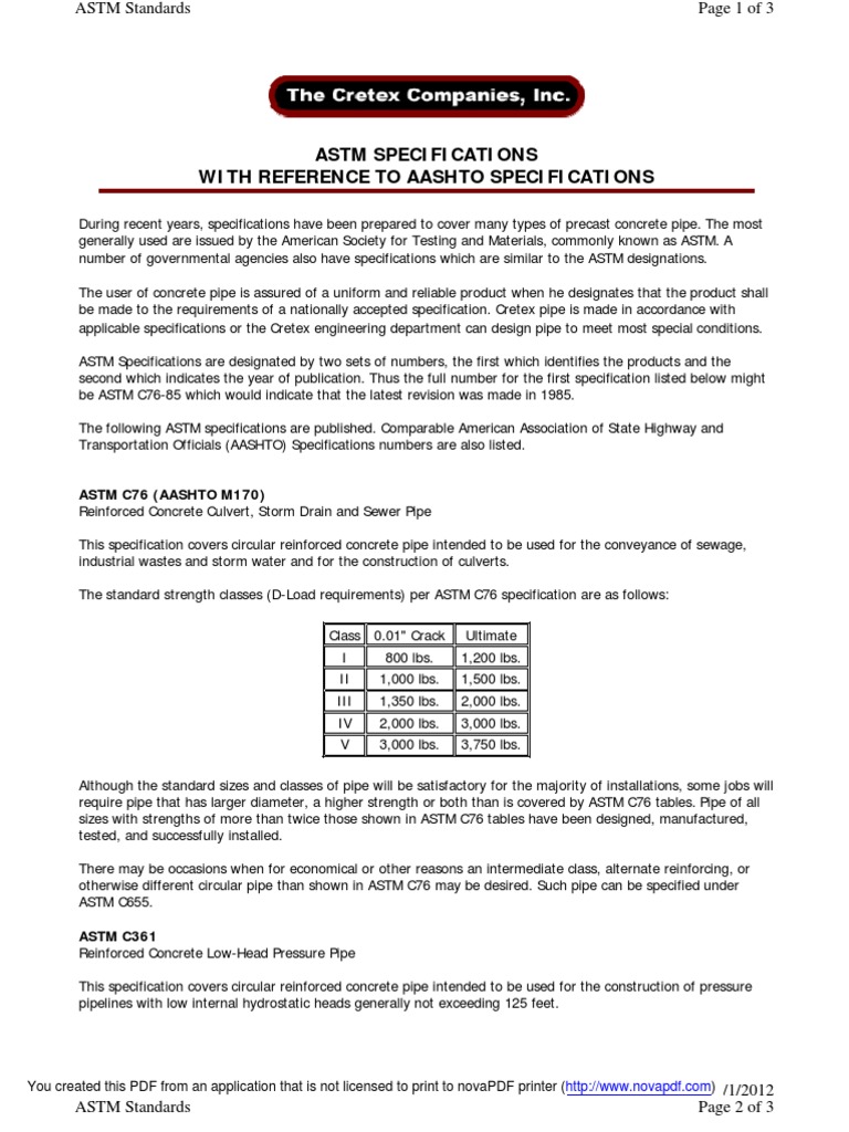 Astm Specifications With Reference To Aashto Specifications | PDF ...