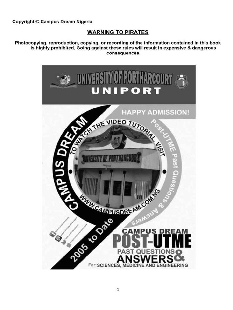 (2023 Edition) UNIPORT Science, Medicine and Engineering - 11zon | PDF